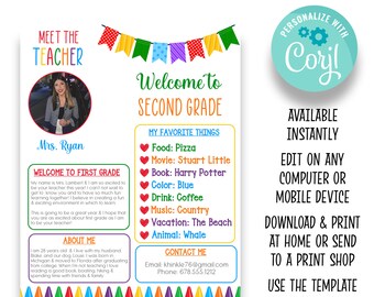 Meet the Teacher Editable Template | Back to School Printable | INSTANT ...