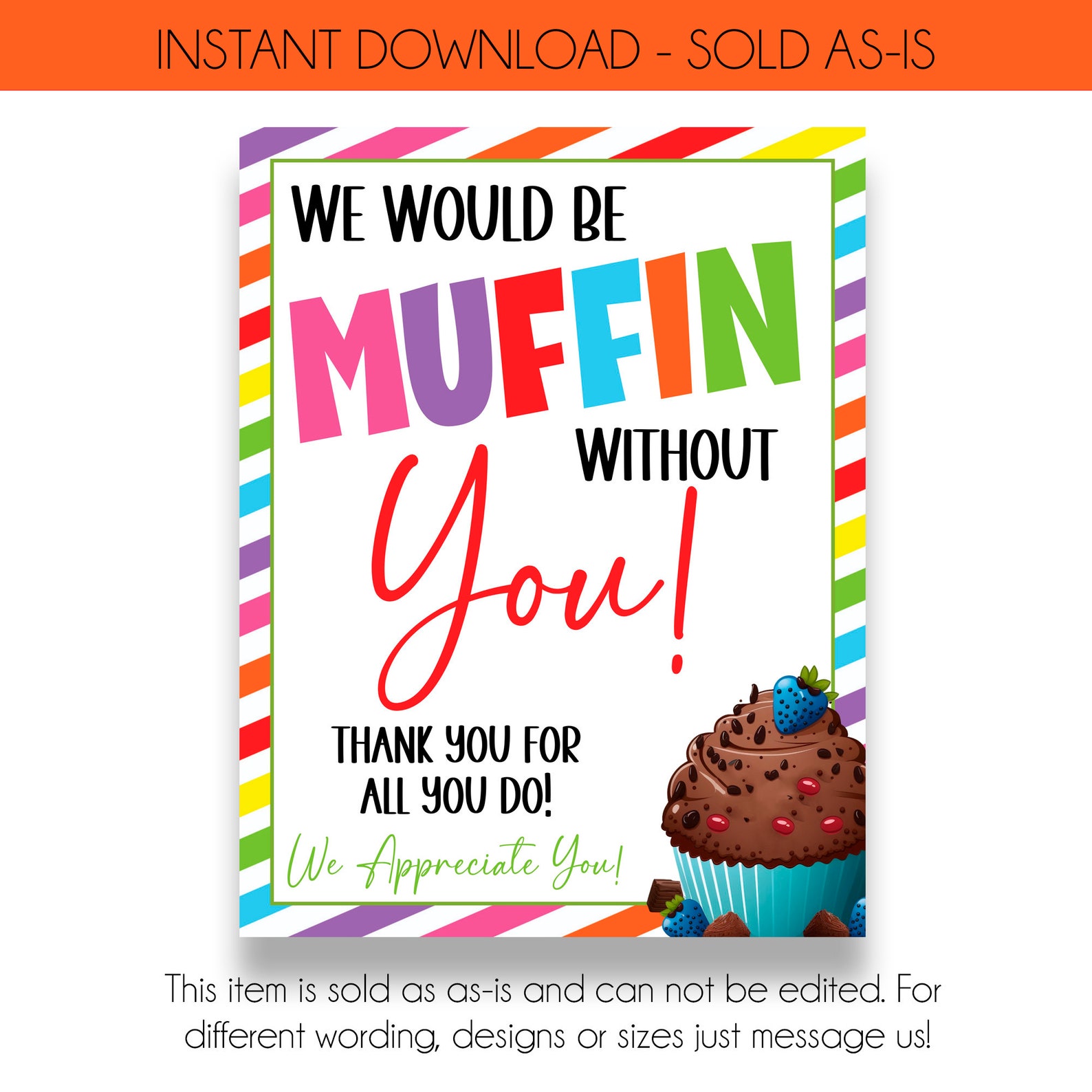 INSTANT DOWNLOAD We Would Be Muffin Without You Sign | Muffin ...