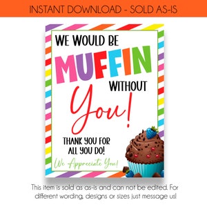INSTANT DOWNLOAD We Would Be Muffin Without You Sign | Muffin ...