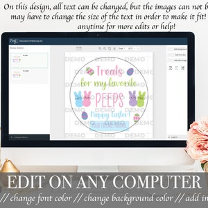 INSTANT DOWNLOAD - Editable/printable Easter Peeps Kid's Treat Bag ...