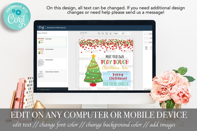 EDITABLE Make Your Own Play Dough Christmas Tree Gift Tag - Etsy
