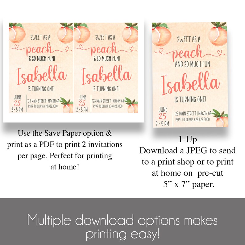 INSTANT DOWNLOAD Editable/printable Sweet as a Peach | Etsy