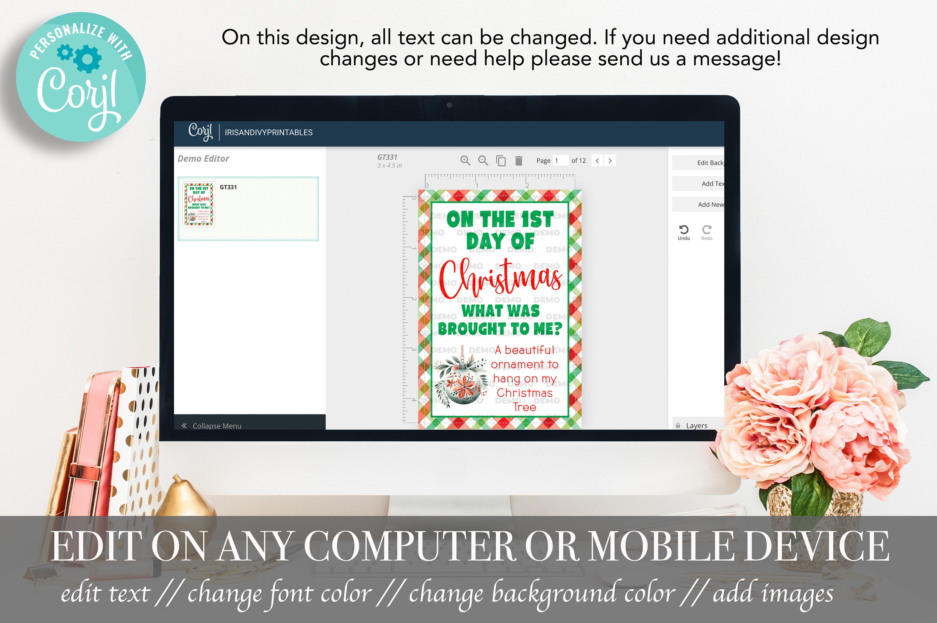 EDITABLE 12 Days of Christmas Appreciation Gift Tags | Twelve Days of ...