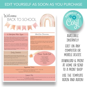 EDITABLE Rainbow Back to School Flyer | Welcome Back to School ...