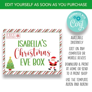 EDITABLE Christmas Eve Box Template | Kid's Christmas Eve Box Printable ...