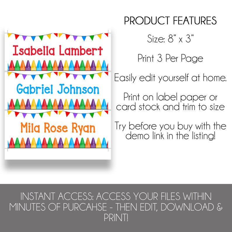 Editable Student Desk Labels Back to School Student Name - Etsy