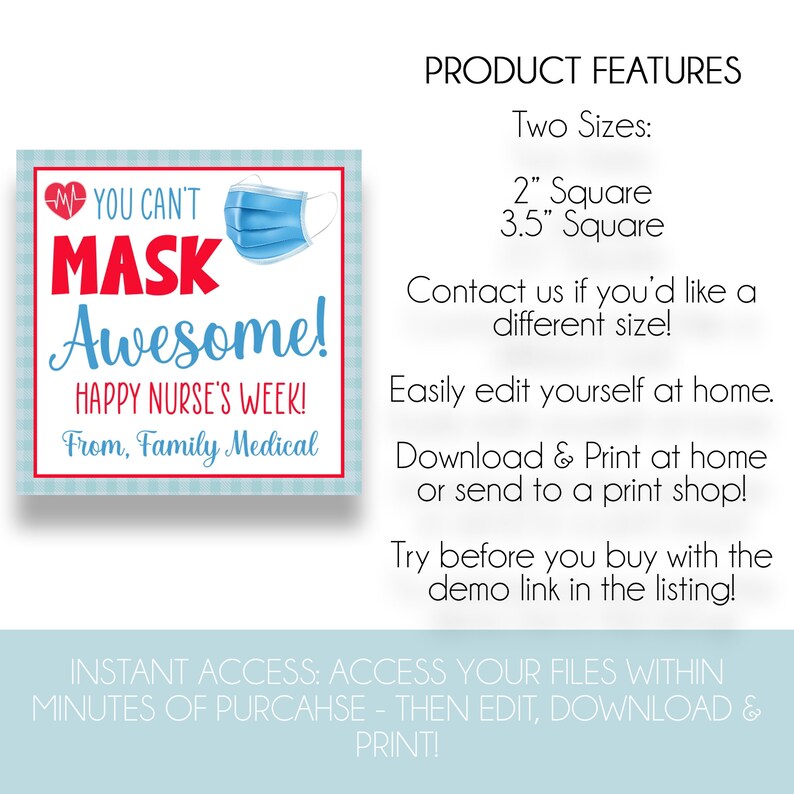 EDITABLE You Can't Mask Awesome Nurse Appreciation Gift - Etsy