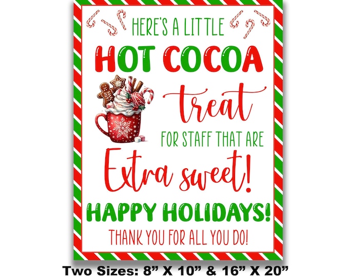 Printable Hot Cocoa Staff & Teachers Sign, Hot Chocolate Sign, Staff ...