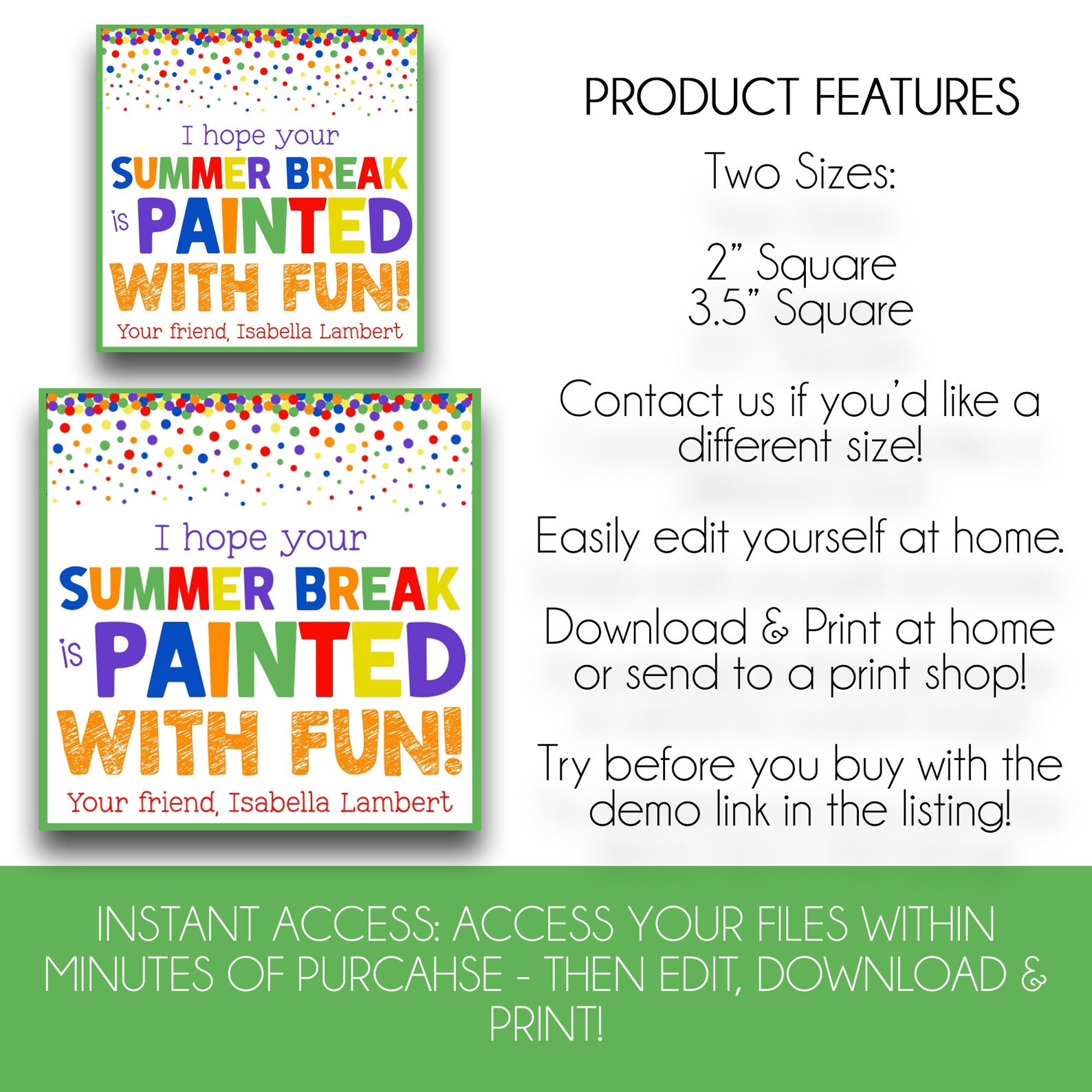 EDITABLE I Hope Your Summer Break is Painted With Fun Treat Bag Tags ...