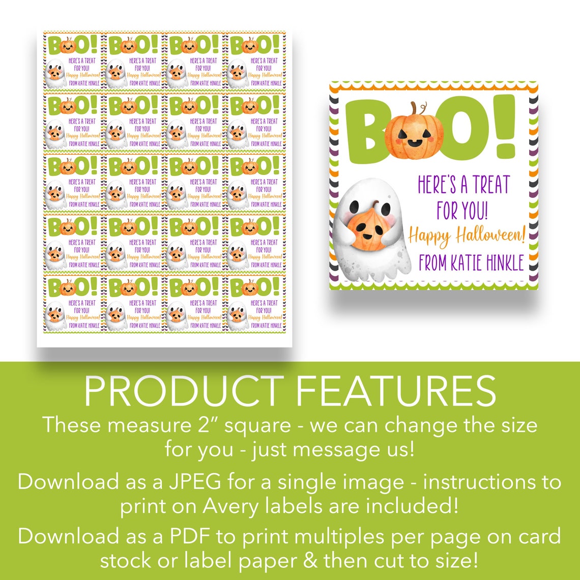 EDITABLE BOO Here's a Treat for You Halloween Treat Tag | Halloween ...