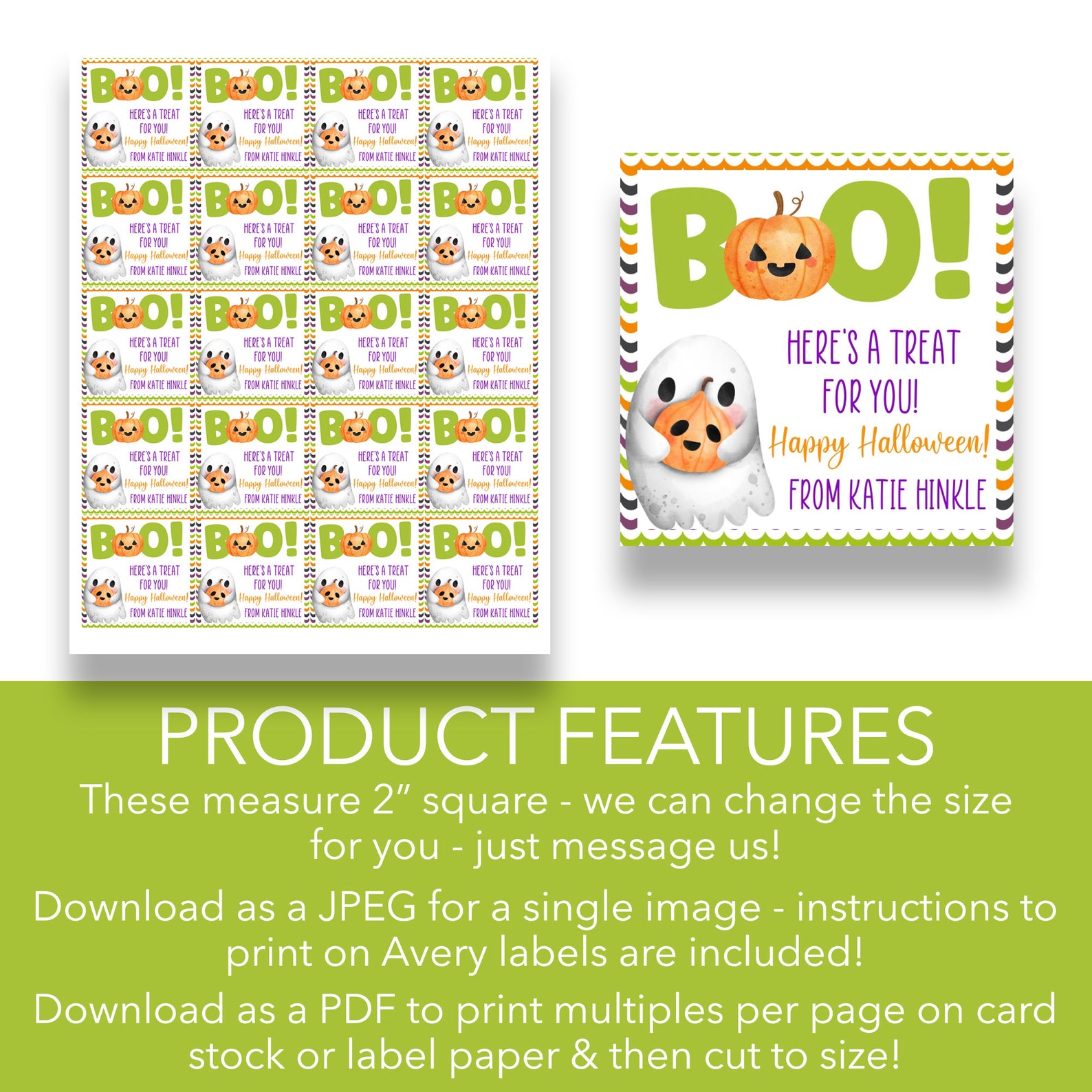 EDITABLE BOO Here's a Treat for You Halloween Treat Tag - Etsy