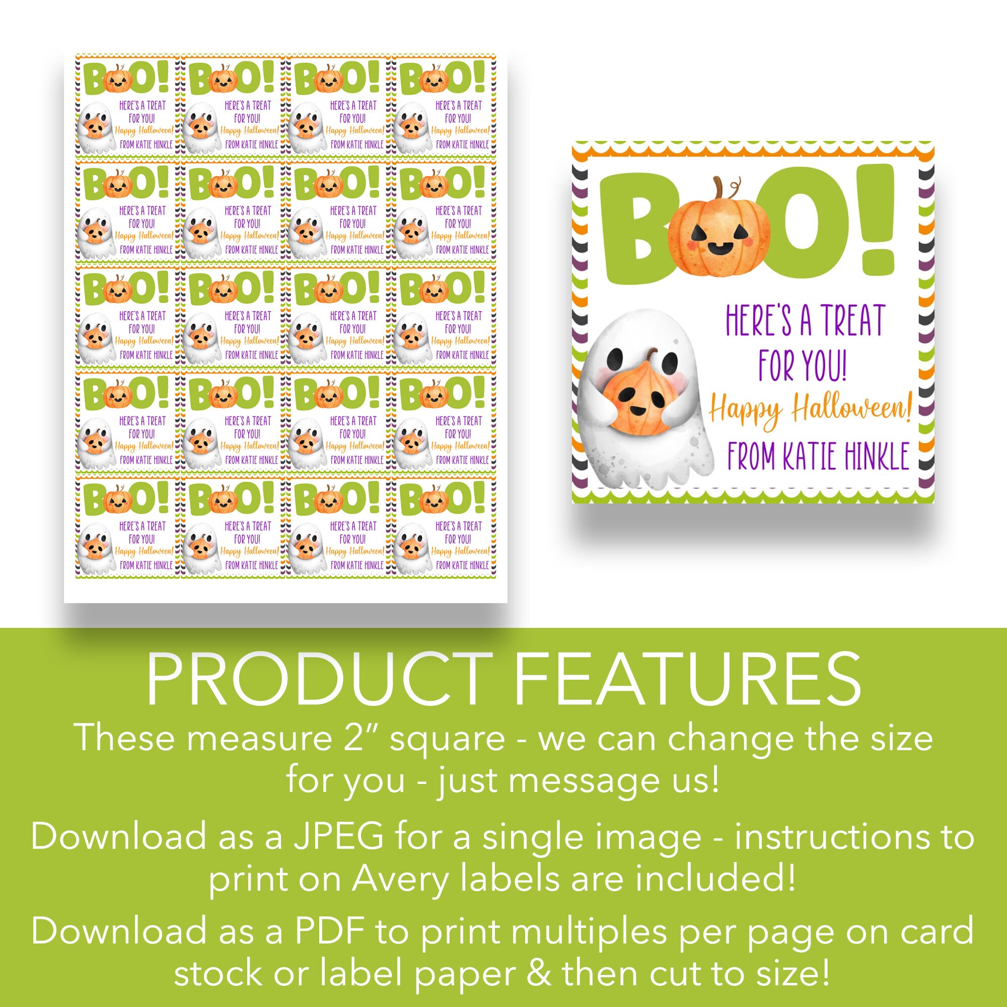EDITABLE BOO Here's a Treat for You Halloween Treat Tag - Etsy