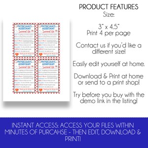 EDITABLE Physician Assistant's Survival Kit Tag | Staff Appreciation ...