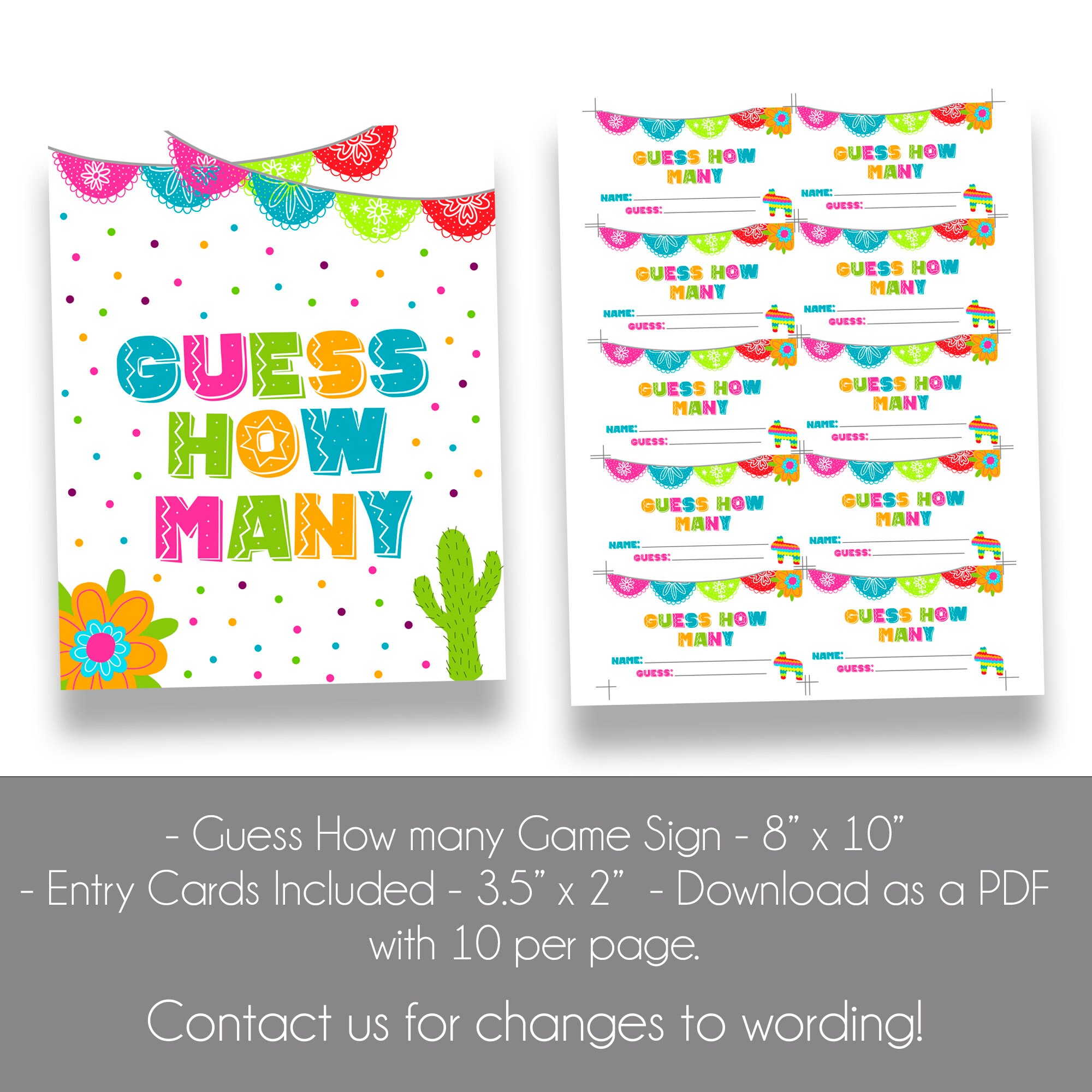 Fiesta Party Guess How Many Game Sign Taco Guess How Many - Etsy