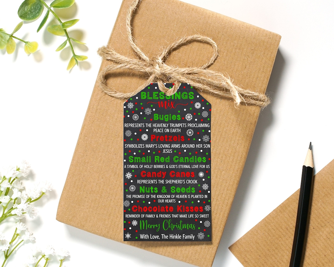 EDITABLE Chalk Christmas Blessings Mix Gift Tags | Holiday Blessing Mix ...