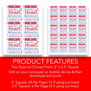 EDITABLE Nursing is a Work of Heart Gift Tags | Nurse Appreciation ...
