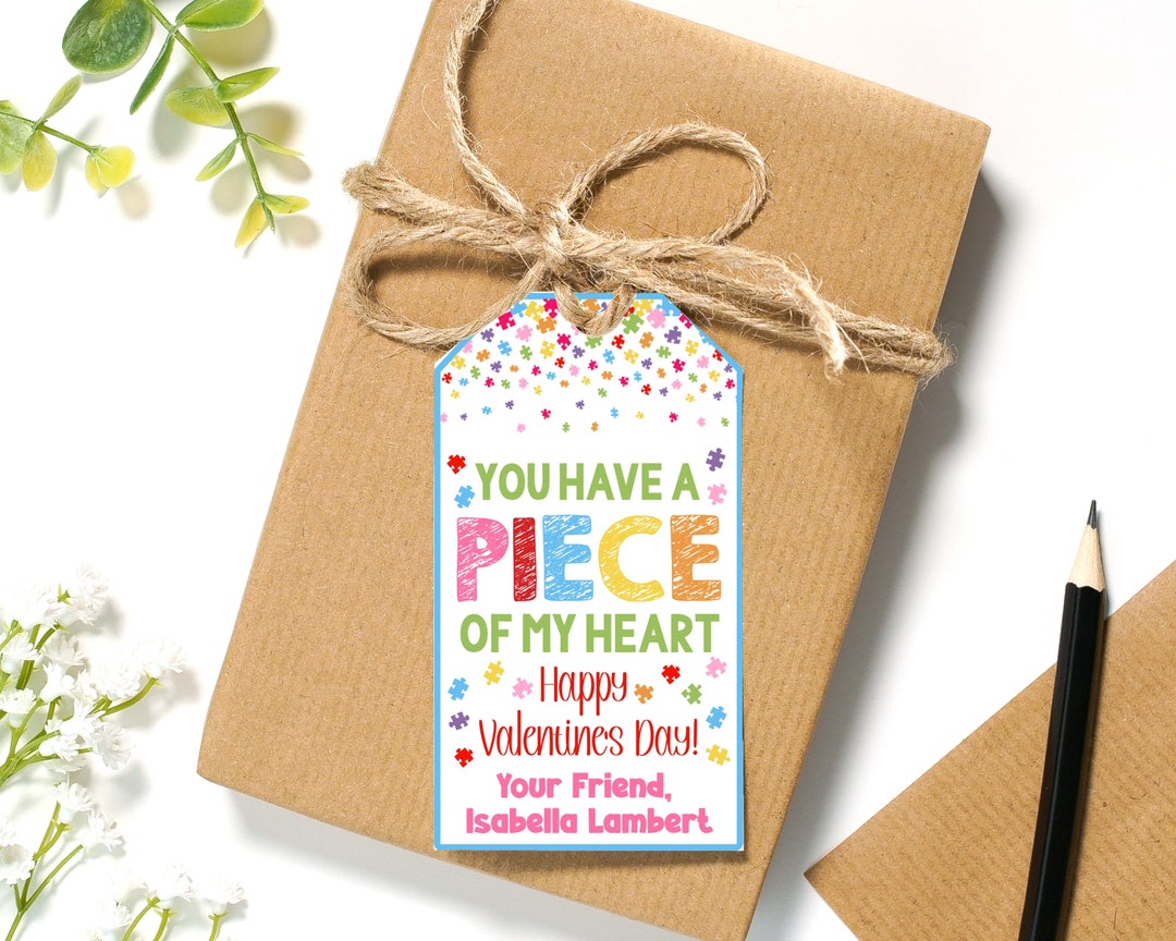 EDITABLE You Have a Piece of My Heart Valentine's Day Treat Tags Puzzle ...