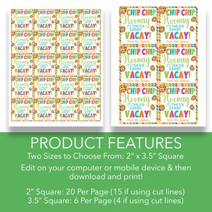 EDITABLE Chip Chip Hooray It's Time for Summer Vacay Treat Tags ...