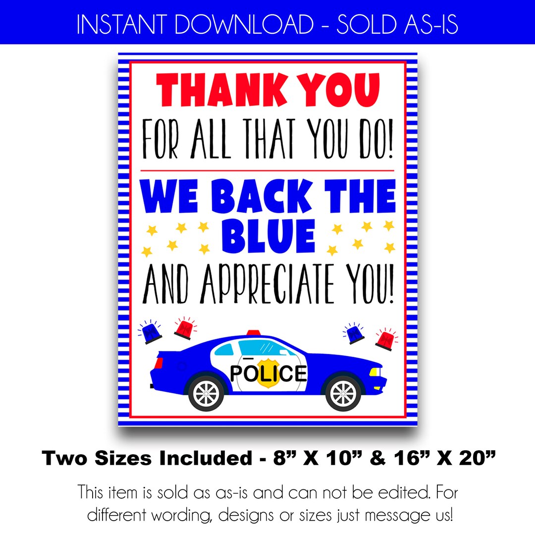 INSTANT DOWNLOAD | Thank You for All You Do Police Appreciation Sign ...