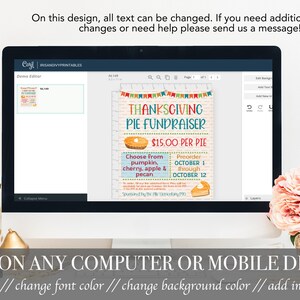 EDITABLE Thanksgiving Pie Fundraiser Flyer | Pie Fundraiser | PTO ...