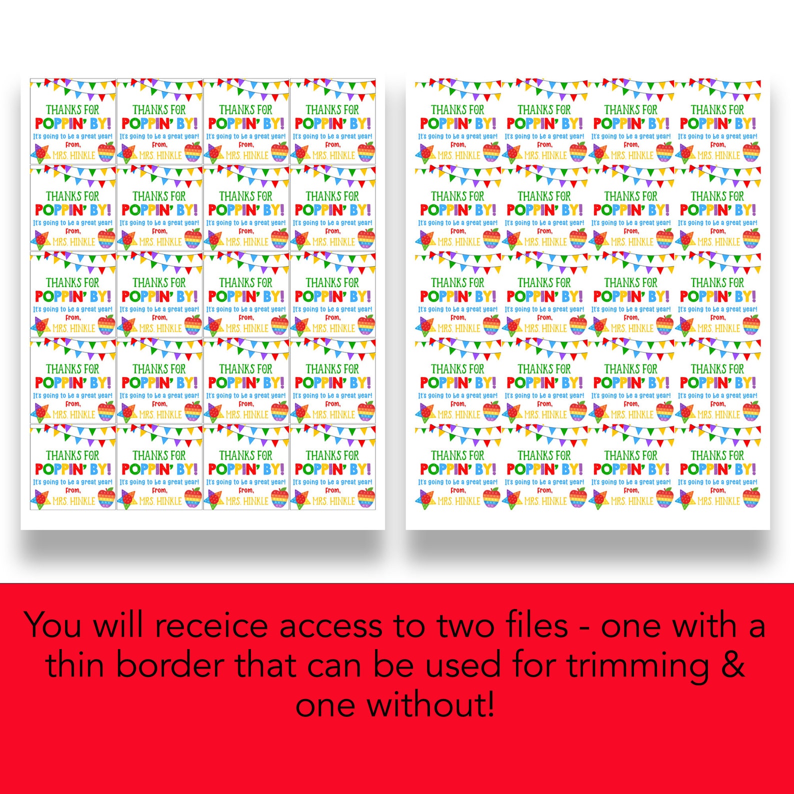 Editable Thanks for Poppin' by Welcome Back to School Tags | Pop It ...