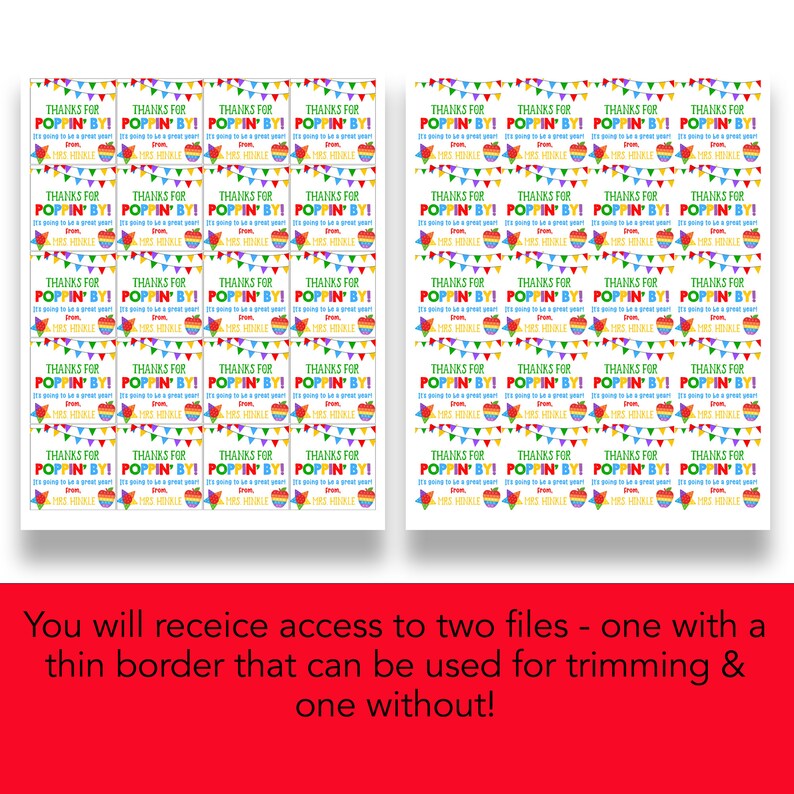 Editable Thanks for Poppin' by Welcome Back to School Tags | Pop It ...