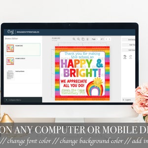 Editable Thank You for Making This School Happy & Bright Teacher ...