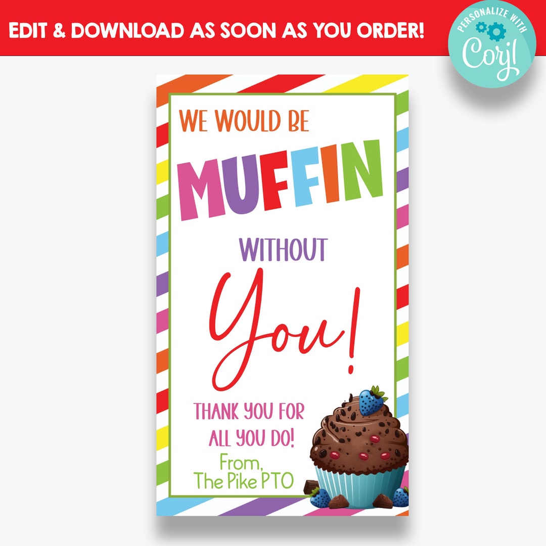 EDITABLE We Would Be Muffin Without You Rectangle Appreciation Gift ...