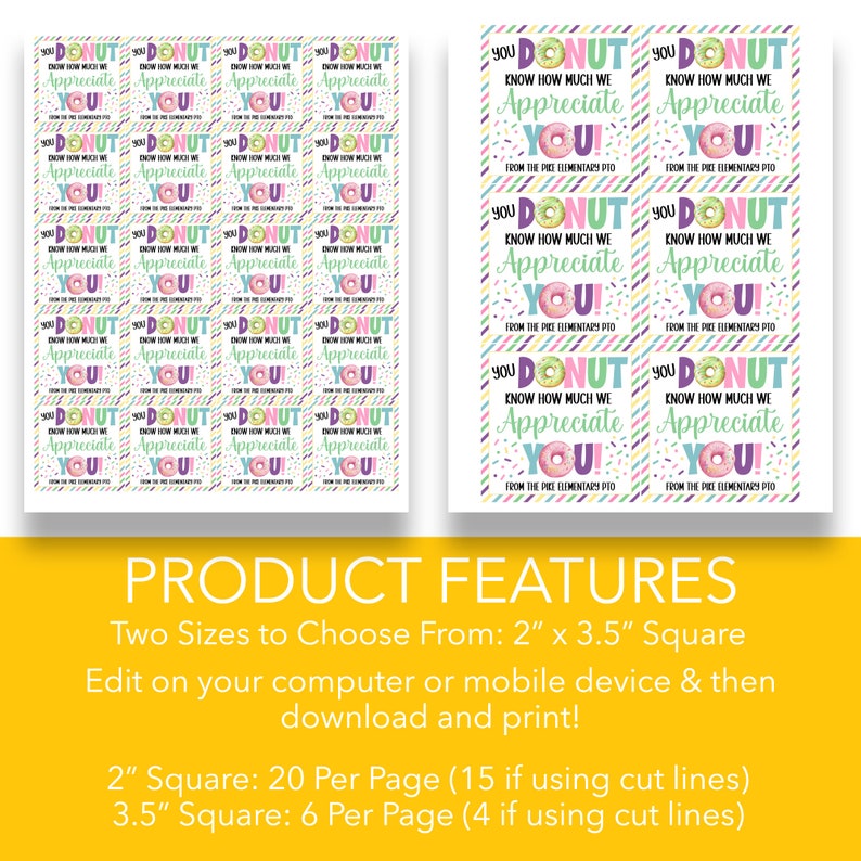 EDITABLE You Donut Know How Much We Appreciate You Gift Tags | Donut ...