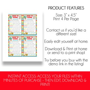 EDITABLE Back to School Survival Kit Gift Tags | Back to School Treat ...