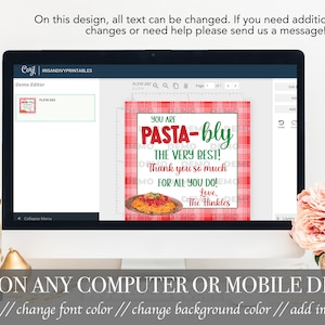 EDITABLE You Are Pasta-bly the Best Square Gift Tags | Pasta Dinner ...