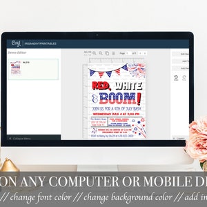 EDITABLE Red, White & Boom 4th of July Party Invitation | Fourth of ...