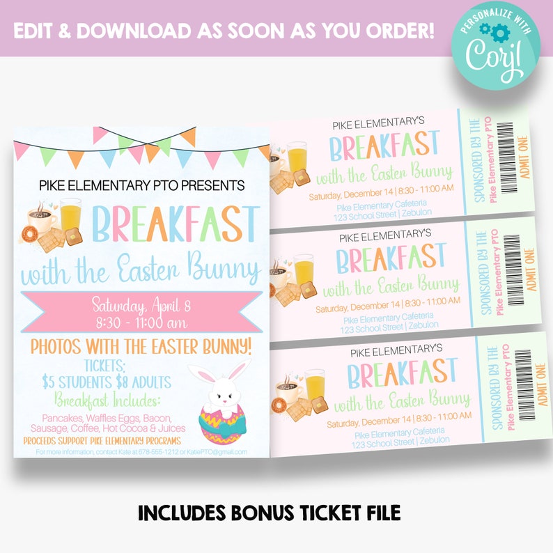 EDITABLE Breakfast With the Easter Bunny Flyer | Easter Bunny Flyer ...