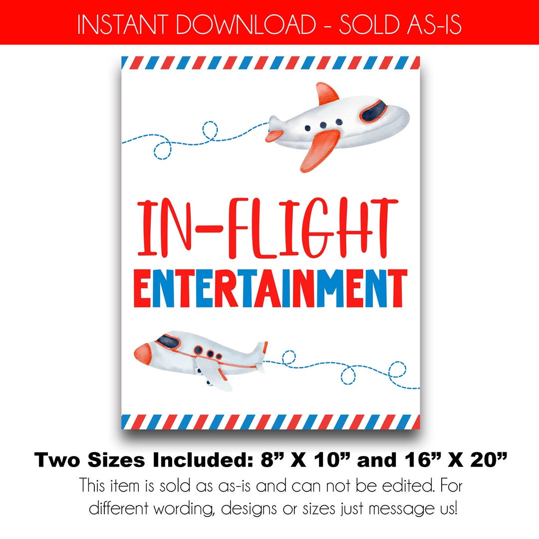 INSTANT DOWNLOAD | In-flight Entertainment Sign | Airplane Birthday ...