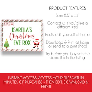 EDITABLE Christmas Eve Box Template | Kid's Christmas Eve Box Printable ...