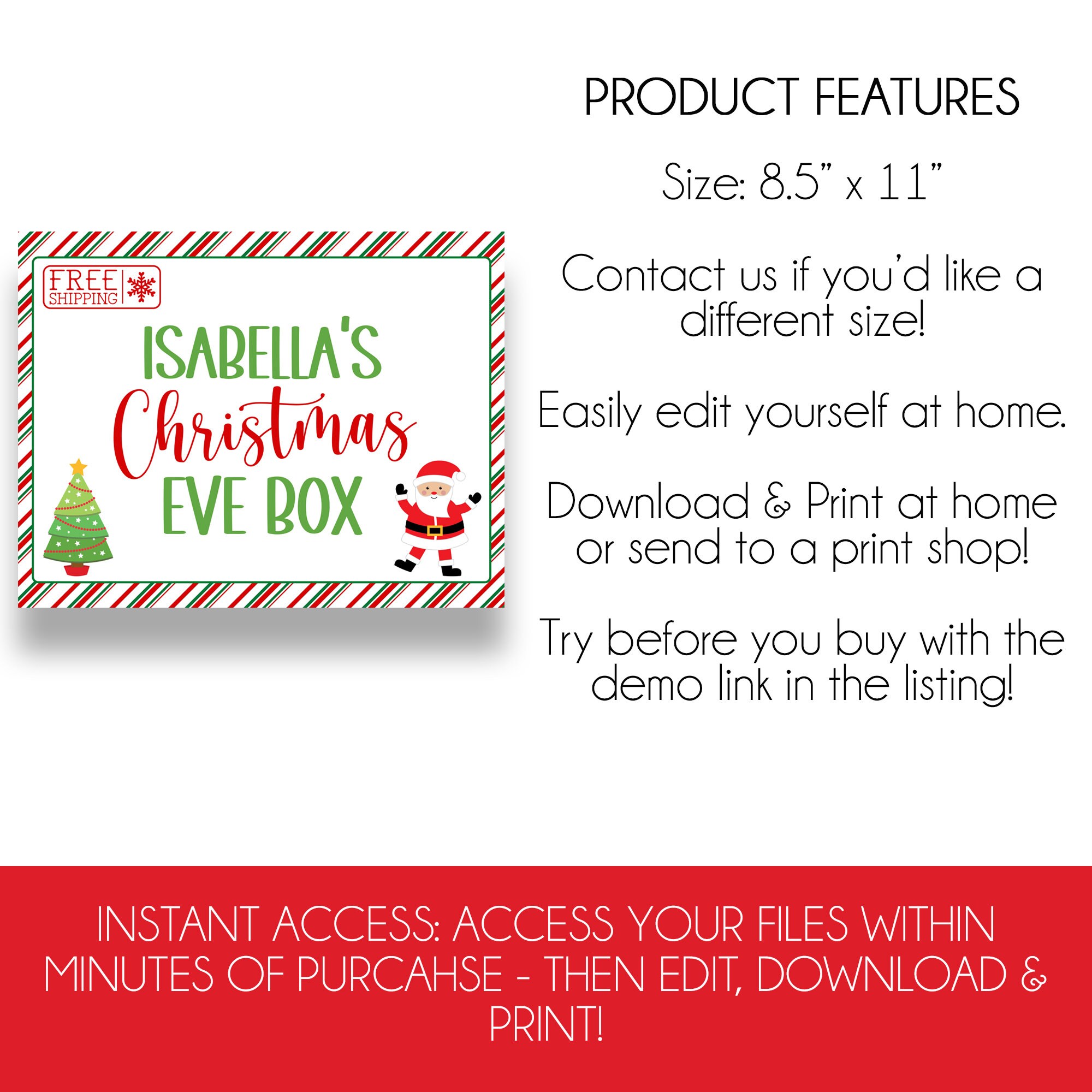 EDITABLE Christmas Eve Box Template | Kid's Christmas Eve Box Printable ...