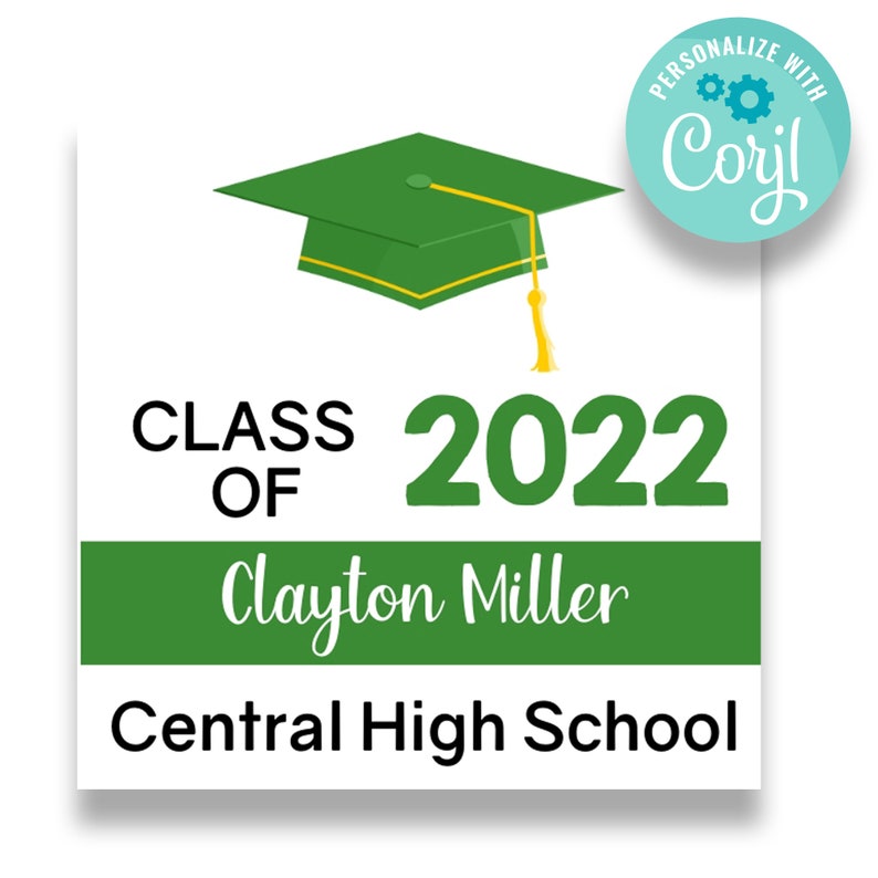 INSTANT DOWNLOAD Editable/printable Square Green Graduation - Etsy