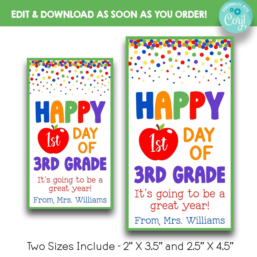 EDITABLE Happy First Day of School Kid's Treat Bag Tags | Back to ...