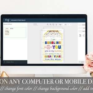 EDITABLE Bright I Am Bubbling With Excitement That You Are in My Class ...