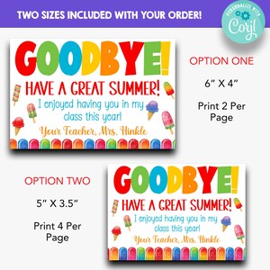 EDITABLE Goodbye! Have a Great Summer End of School Postcard From ...