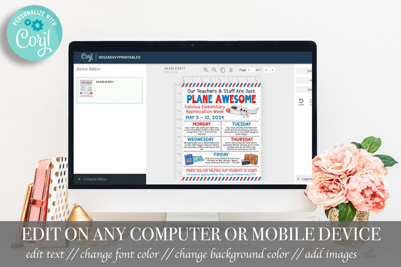 EDITABLE Plane Awesome Teacher Appreciation Week Sign | Thanks for ...