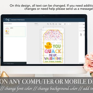 EDITABLE You Quack Me up Valentine's Day Treat Bag Tags | Rubber Duck ...