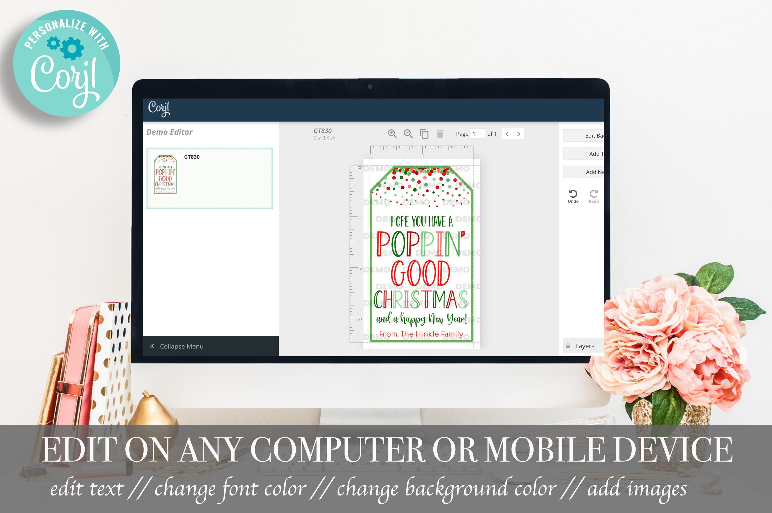 EDITABLE Hope You Have a Poppin' Good Christmas Gift Tags | Popcorn ...
