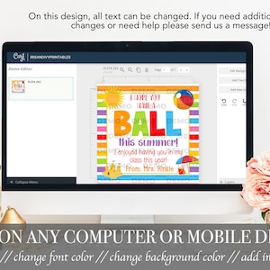 EDITABLE I Hope You Have a Ball This Summer Treat Tags for Kids | Beach ...