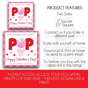EDITABLE Cake Pop Valentine Gift Tag | You Make My Heart Pop Valentine ...