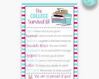 EDITABLE College Survival Kit Gift Tags | Printable Going Away to ...