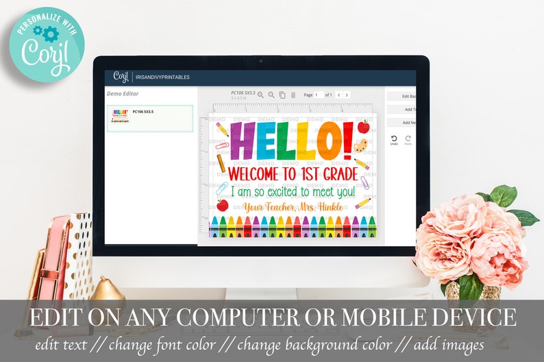 EDITABLE Hello Welcome Back to School Postcard for ANY Grade - Etsy