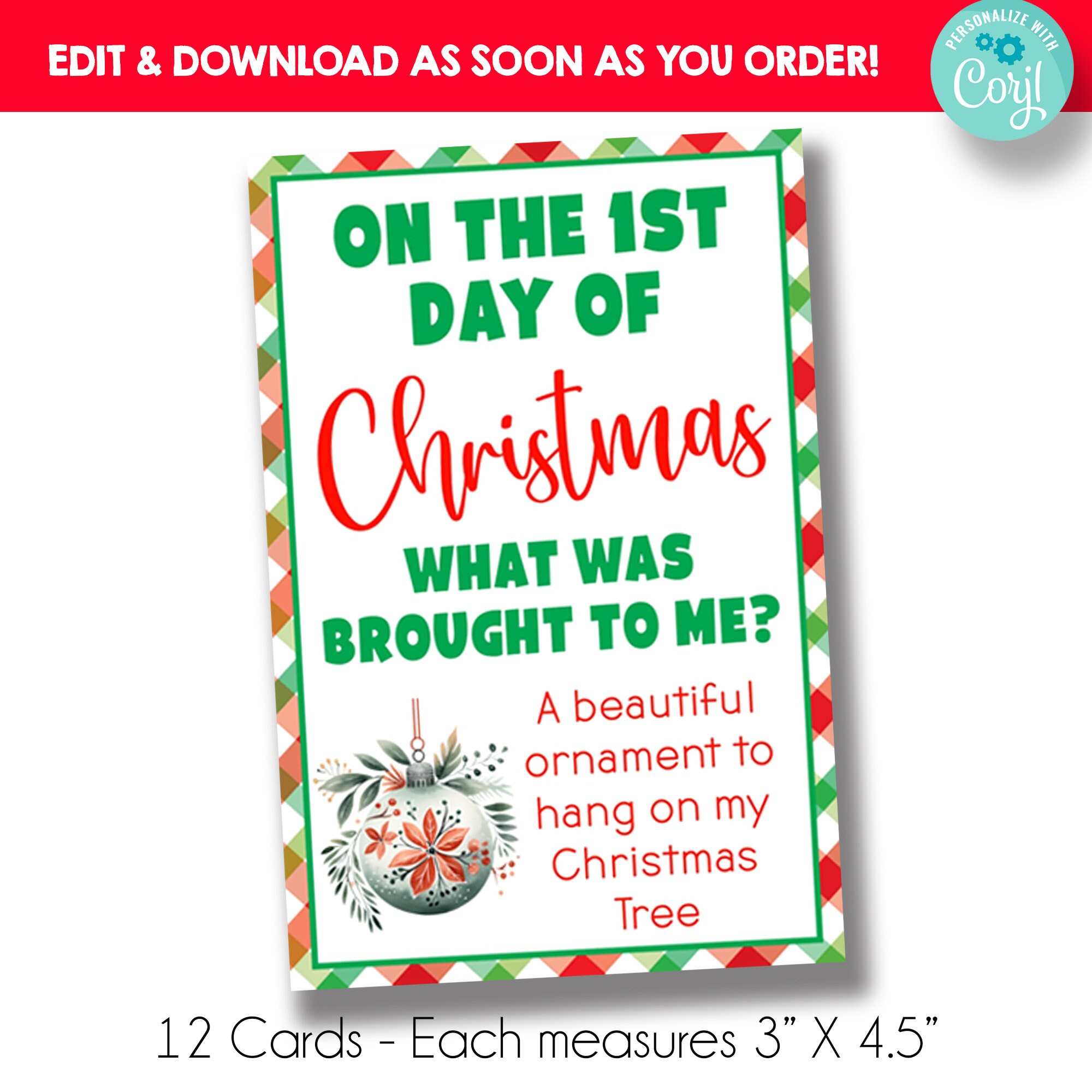 EDITABLE 12 Days of Christmas Appreciation Gift Tags | Twelve Days of ...