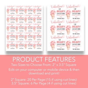EDITABLE I'm Beary Glad We're Friends Valentine Gift Tags | Gummy Bear ...