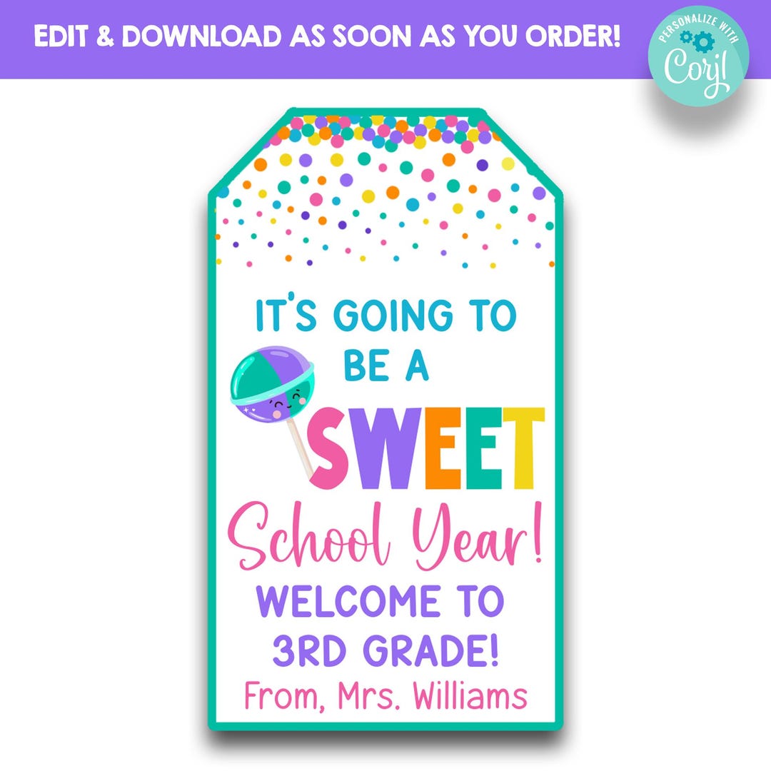 EDITABLE Pastel It's Going to Be A Sweet School Year Treat Bag Tags ...